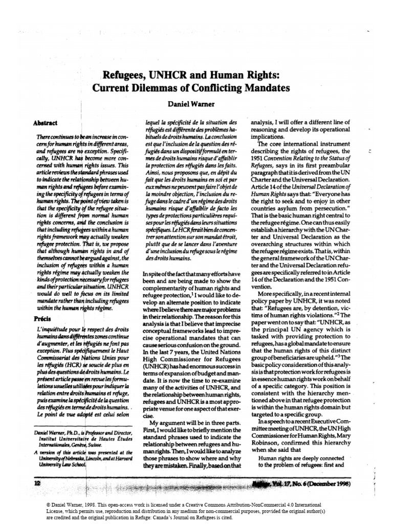 Refugees UNHCR and Human Rights Current | PDF | United Nations High ...