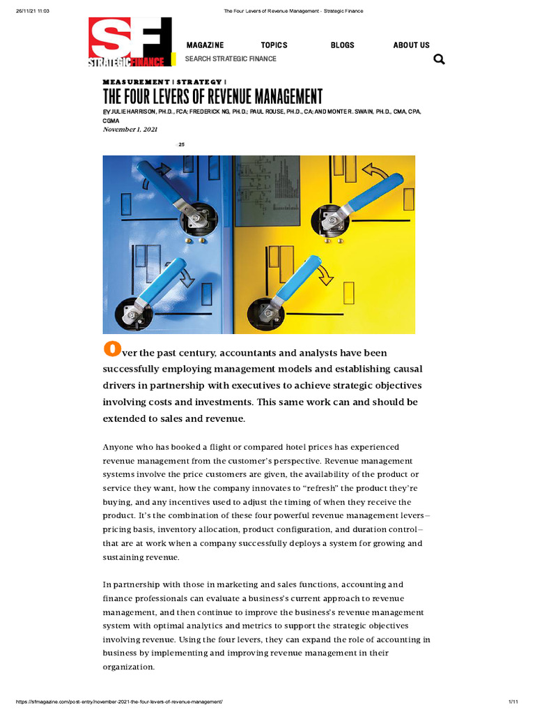 The Four Levers of Revenue Management - Strategic Finance | PDF | Chess Theory | Chess