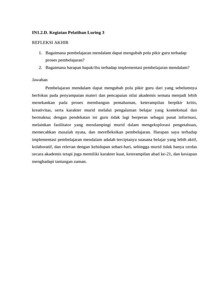 Refleksi Akhir Luring 3 (Modul 2) | PDF