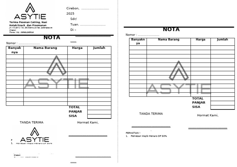 NOTA Nasi Kotak Dan Snack | PDF