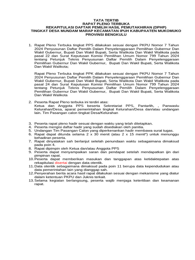 Tata Tertib Pleno DPHP | PDF