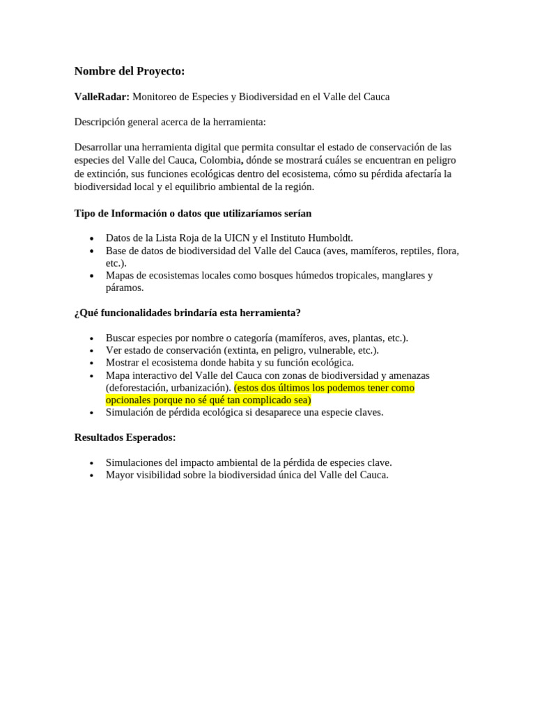 ValleRadar Idea Proyecto Algoritmo | PDF