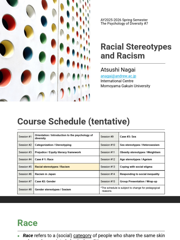 Session 5 Racial Stereotypes and Racism | PDF | Stereotypes | Racism