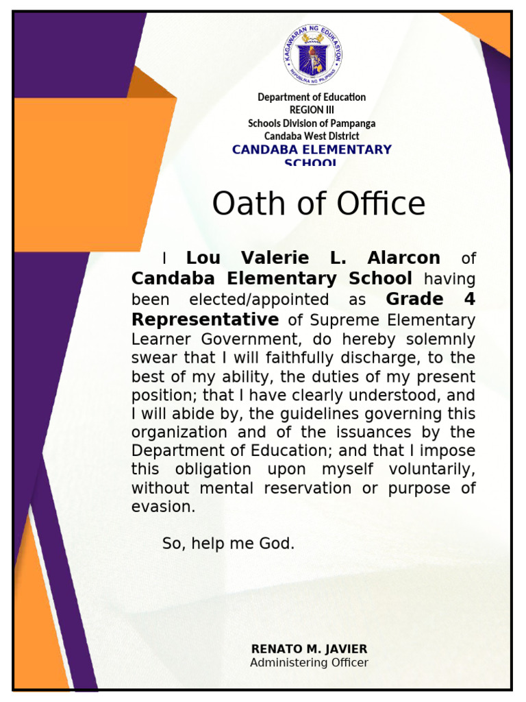 Oath Taking Selg Officers | PDF