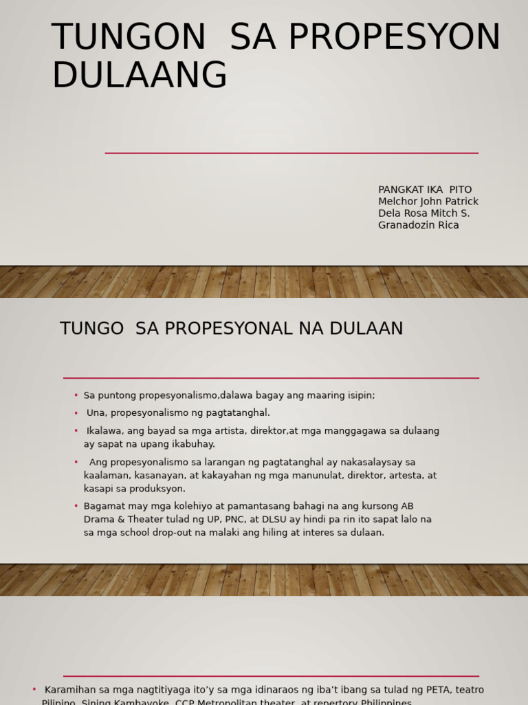 Tungo Sa Propesyonal Na Dulaan (Group 7) | PDF