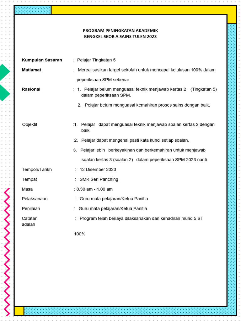 Bengkel Skor A Sains Tulen 2023 | PDF