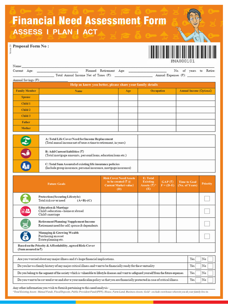 Financial Need Assessment Form Template | PDF | Insurance | Risk