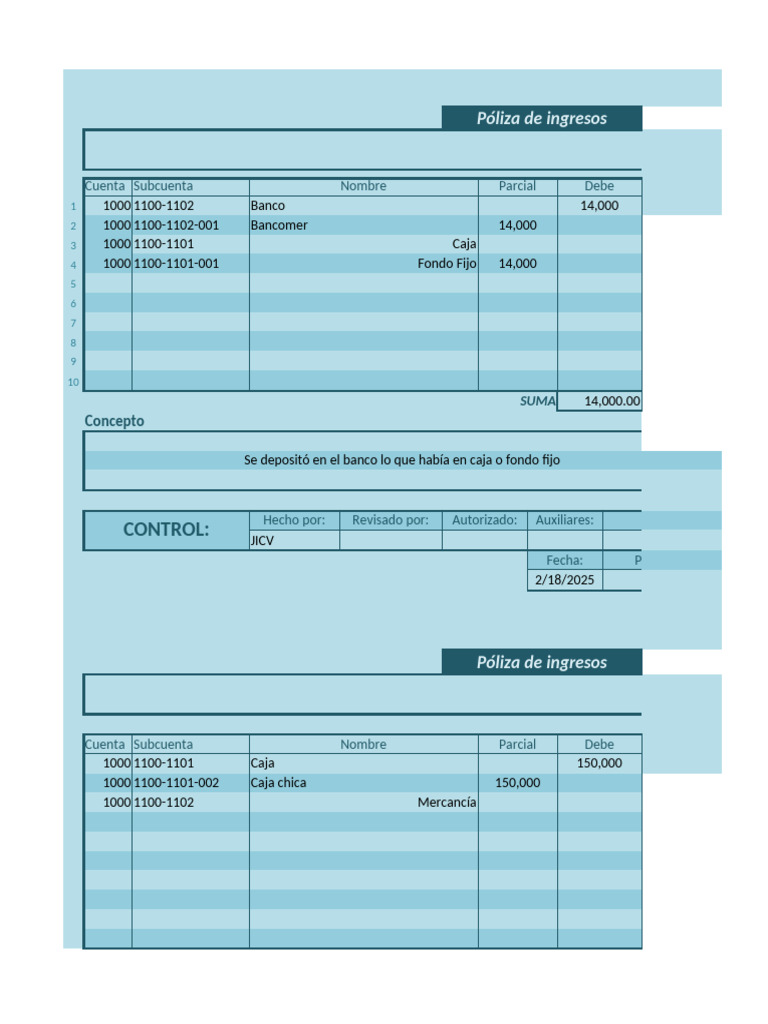 Pólizas de Ingresos y Egresos Contables | PDF | Cheque | Business