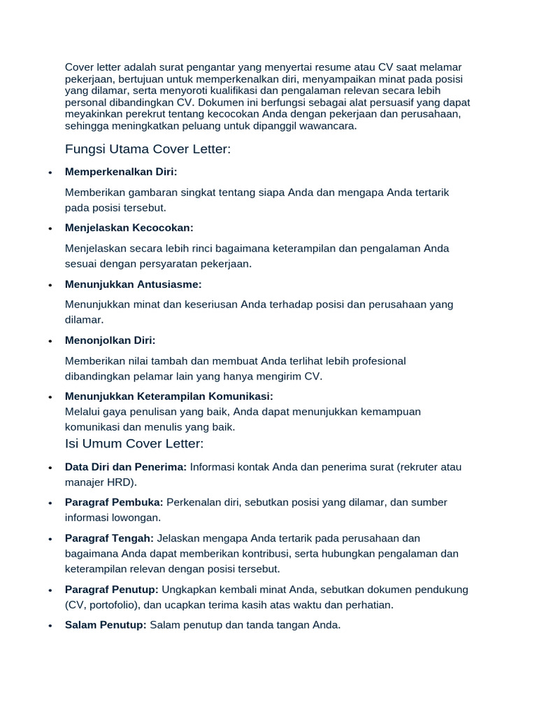 Cover Letter Adalah | PDF