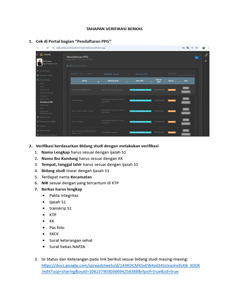 Proses Verifikasi Berkas PPG | PDF