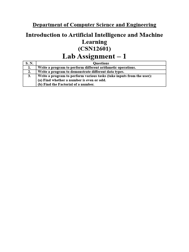 Aiml - Lab - Assignment - 1 | PDF