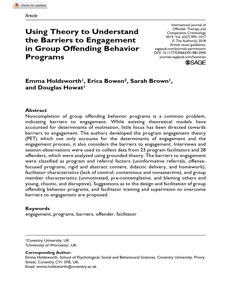 Using Theory To Understand The Barriers To Engagement | PDF | Shame ...
