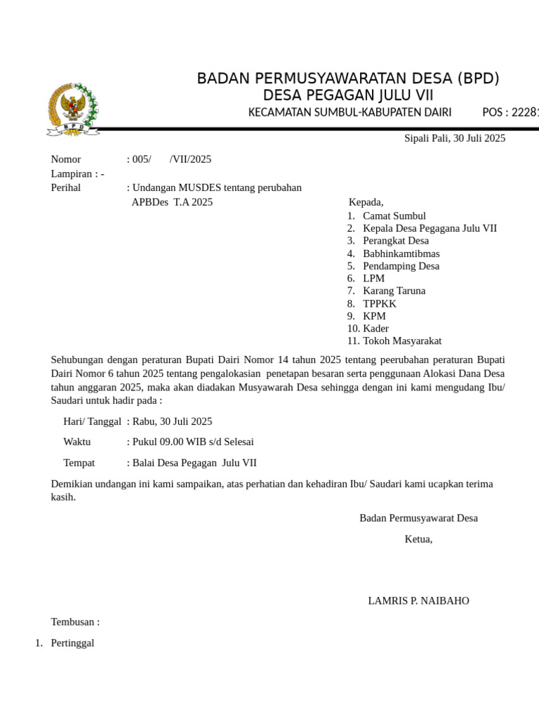 Undangan BPD | PDF