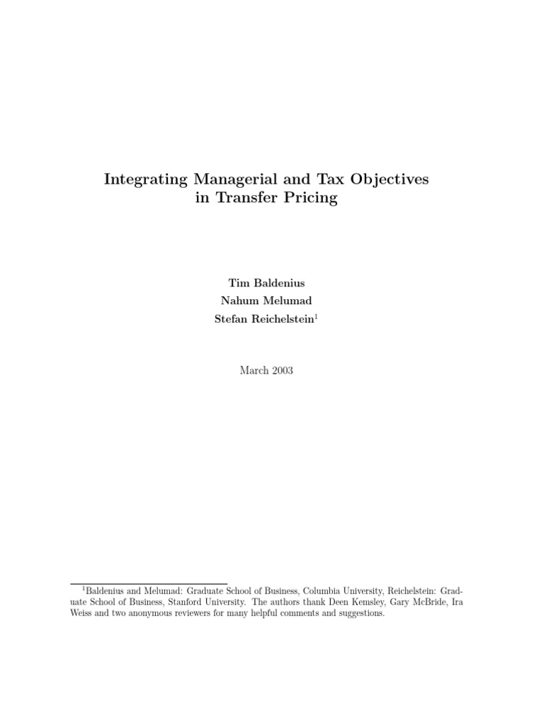 Transfer Pricing: Balancing Tax and Management | PDF | Taxes | Prices