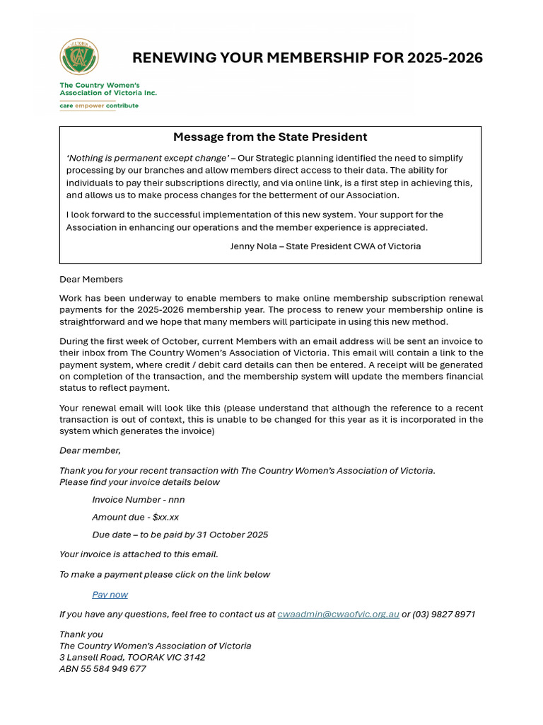 CWA Membership Renewal Instructions 2025-2026 | PDF | Credit Card | Invoice