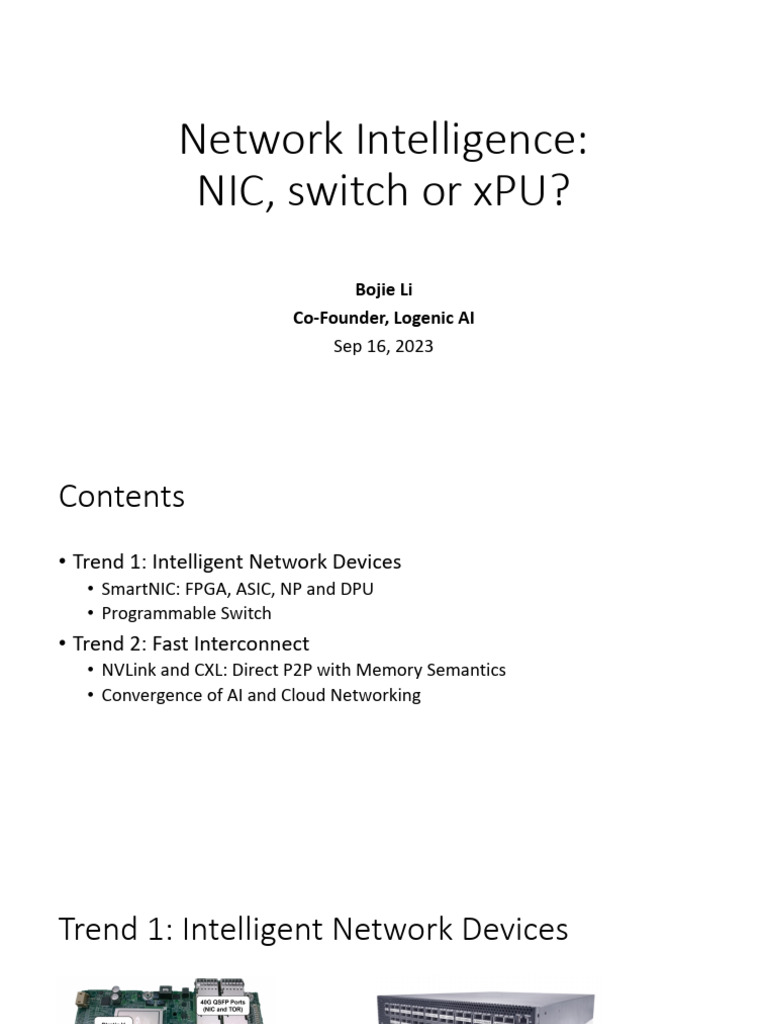 Talk Logenic AI SmartNIC Switch XPU 2023 | PDF | Network Interface Controller | Field ...