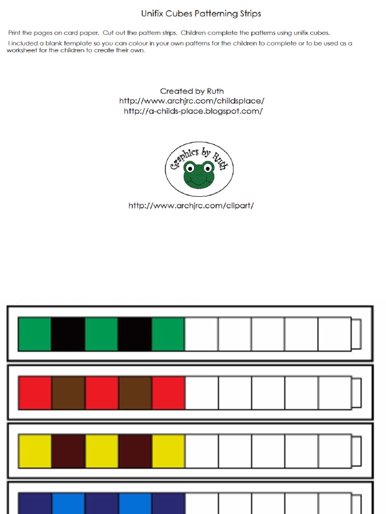 Free Unifix Cube Pattern Cards | PDF