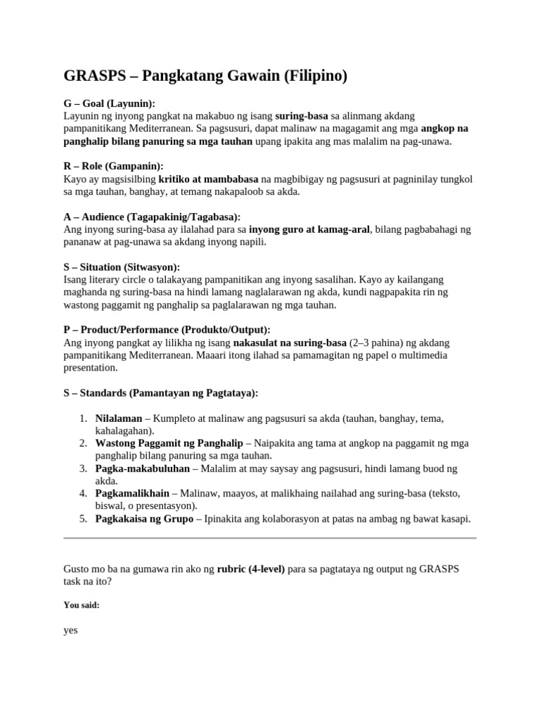 GRASPS | PDF