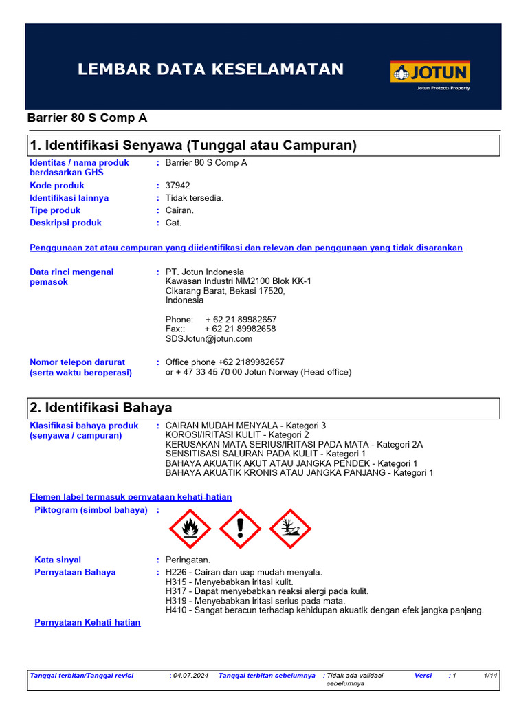 SDS 37942 Barrier 80 S Comp A id-ID ID | PDF