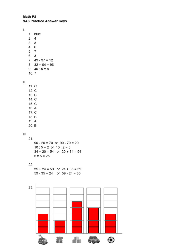 Math Answer Keys | PDF