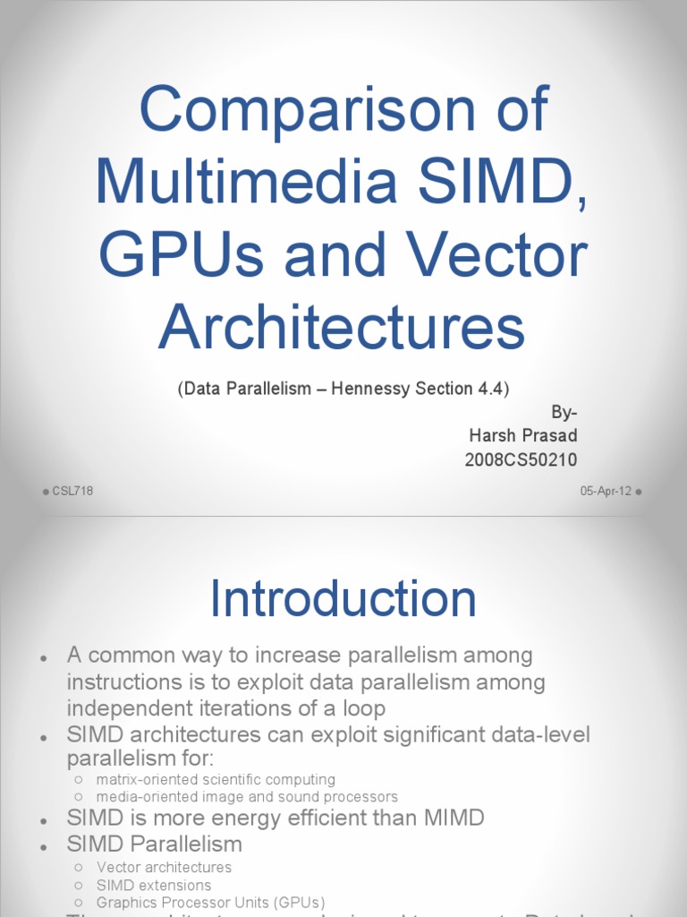 Comparison of Multimedia SIMD, GPUs and Vector | PDF | Parallel ...