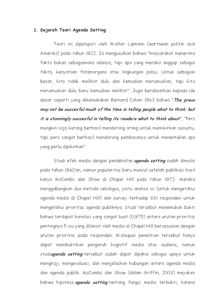 Teori Agenda Setting | PDF