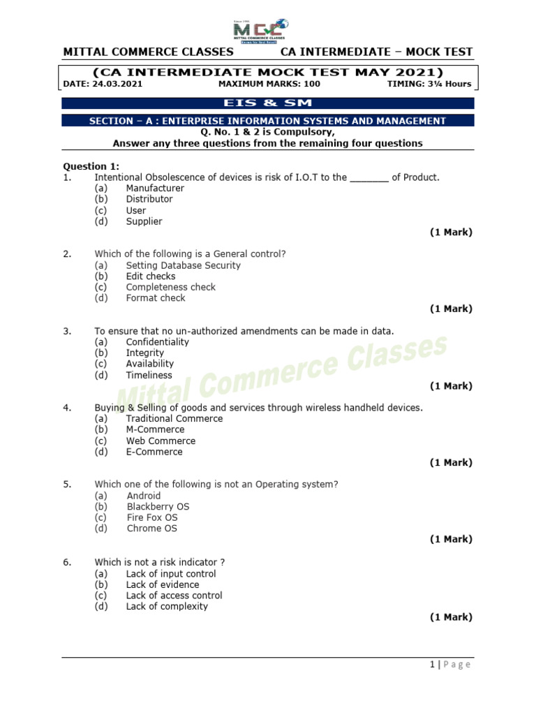 EIS-SM English Question 24.03.2021 | PDF | Computer Monitor | Computing