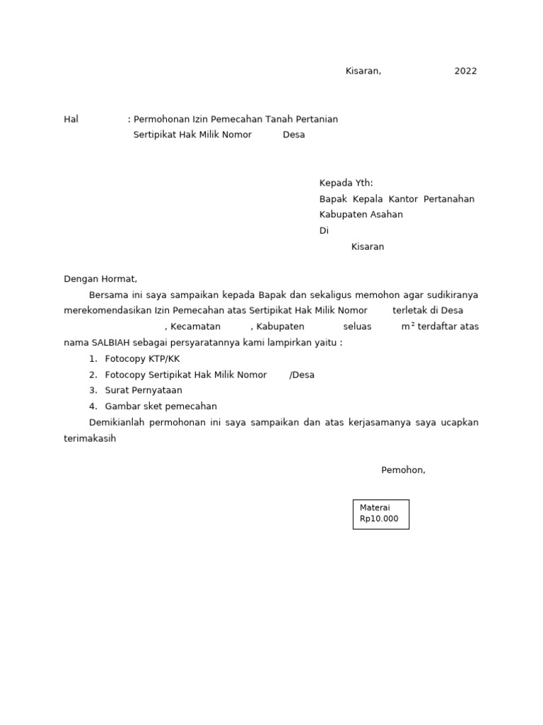 Surat Permohonan Dan Pernyataan Rekom | PDF