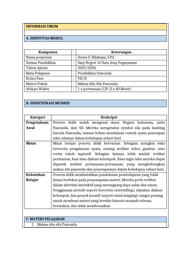 Modul Ajar Ukin PPG 2025 | PDF