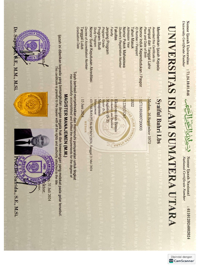 Ijazah S2 Syaiful Bahri Lubis | PDF