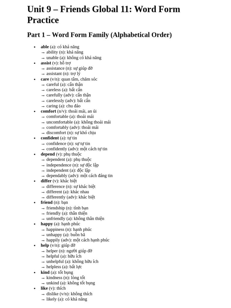 Word Form Practice for Friends Global 11 | PDF | Chess Openings | Chess