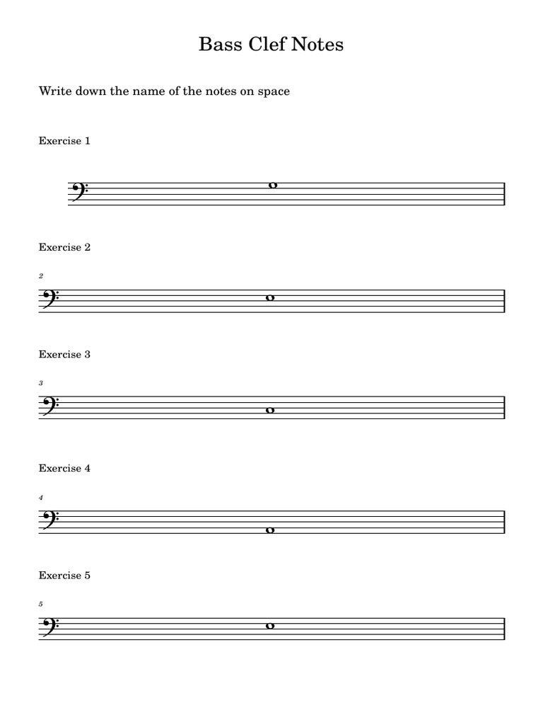 3 Bass Clef Notes Question Only | PDF | Musical Notation | Musical ...