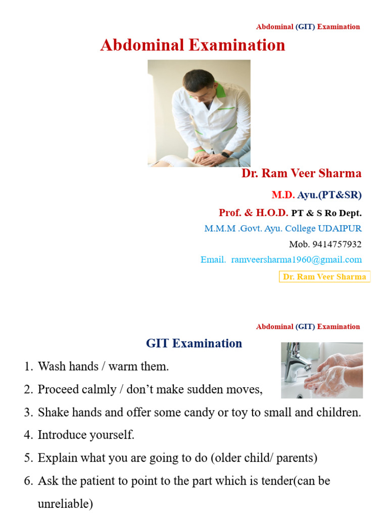 GIT Examination Techniques and Findings | PDF | Stomach | Abdomen