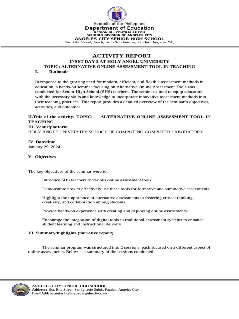 Activity Report Inset Hau Day31 | PDF | Teachers | Educational Technology