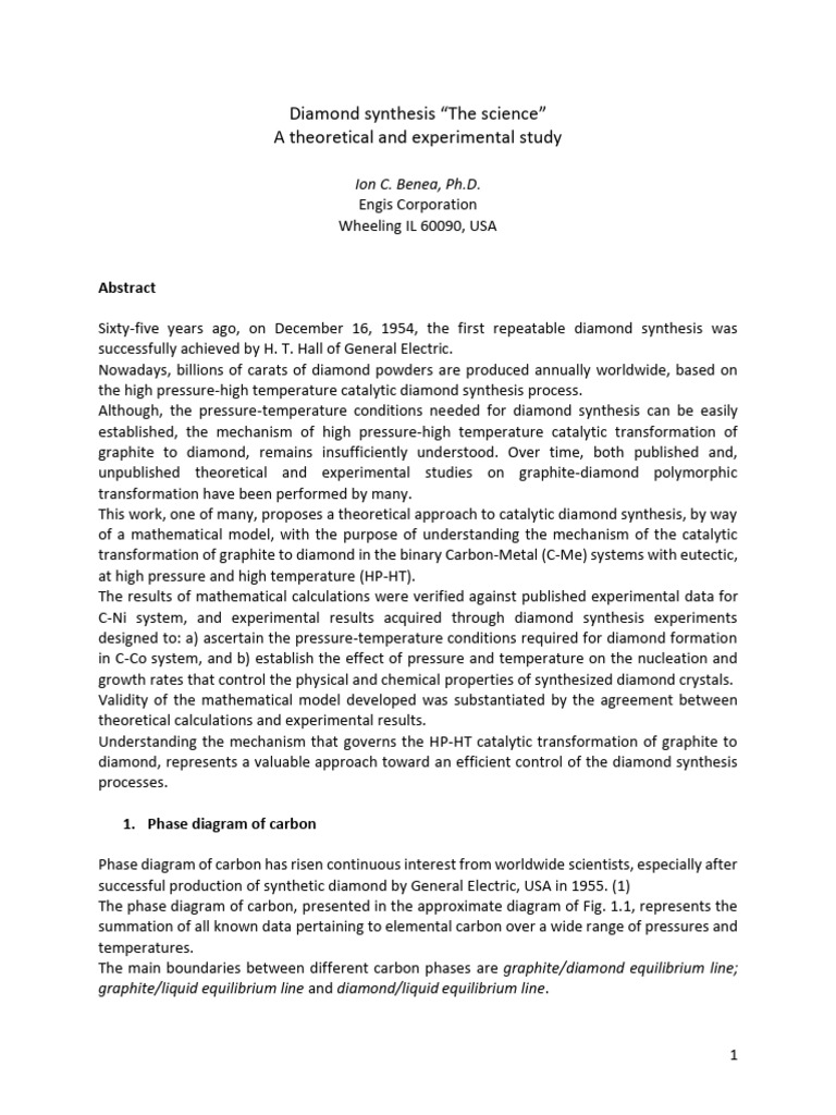 Diamond Synthesis: HP-HT Mechanisms Explained | PDF | Nucleation | Carbon