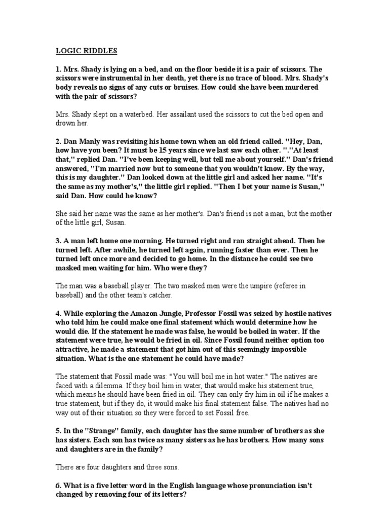 Logic Riddles | PDF