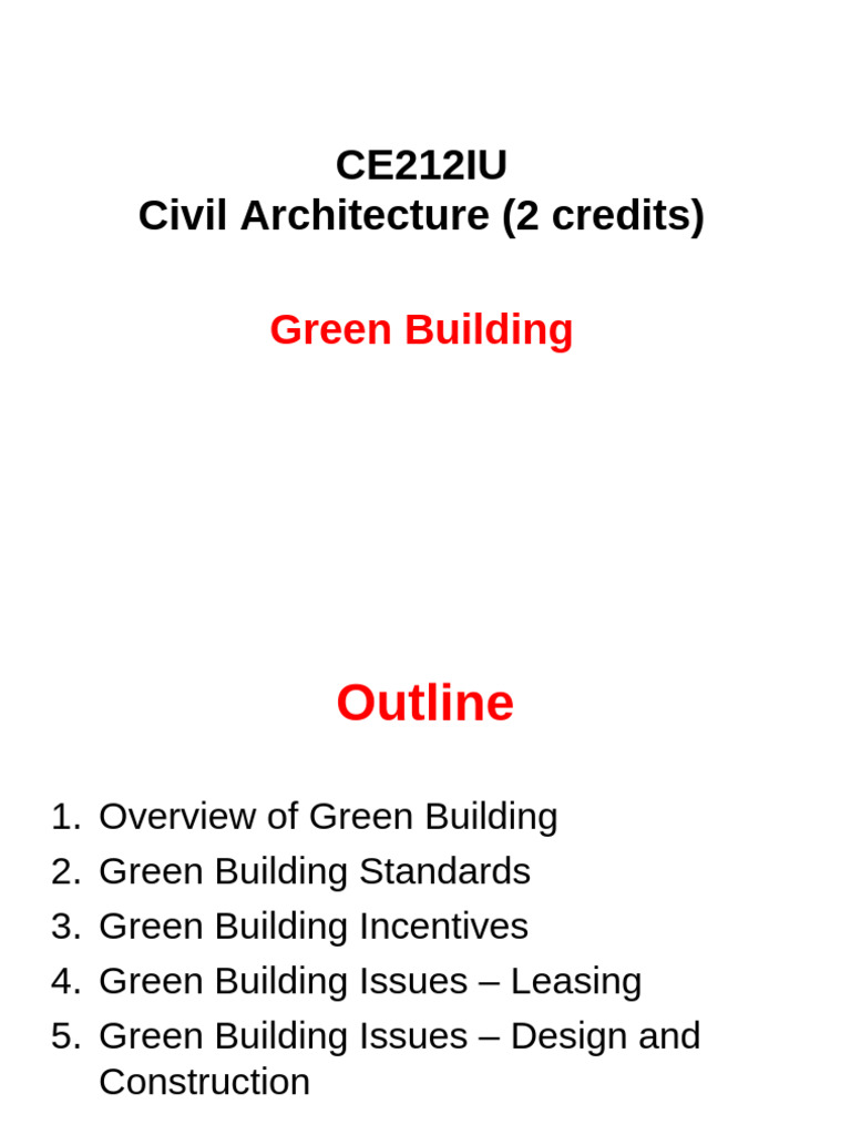 Green Building Standards and Benefits | PDF | Green Building | Lease