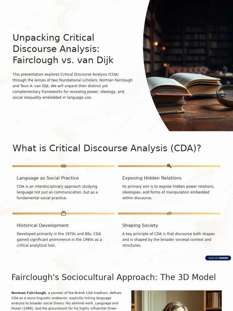 Fairclough vs. van Dijk: CDA Insights | PDF | Liberal Arts Education ...