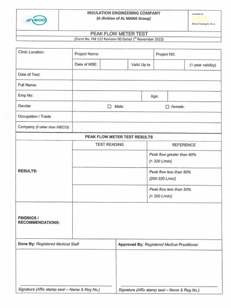 Section6-Fm 122-Peak Flow Meter Test | PDF