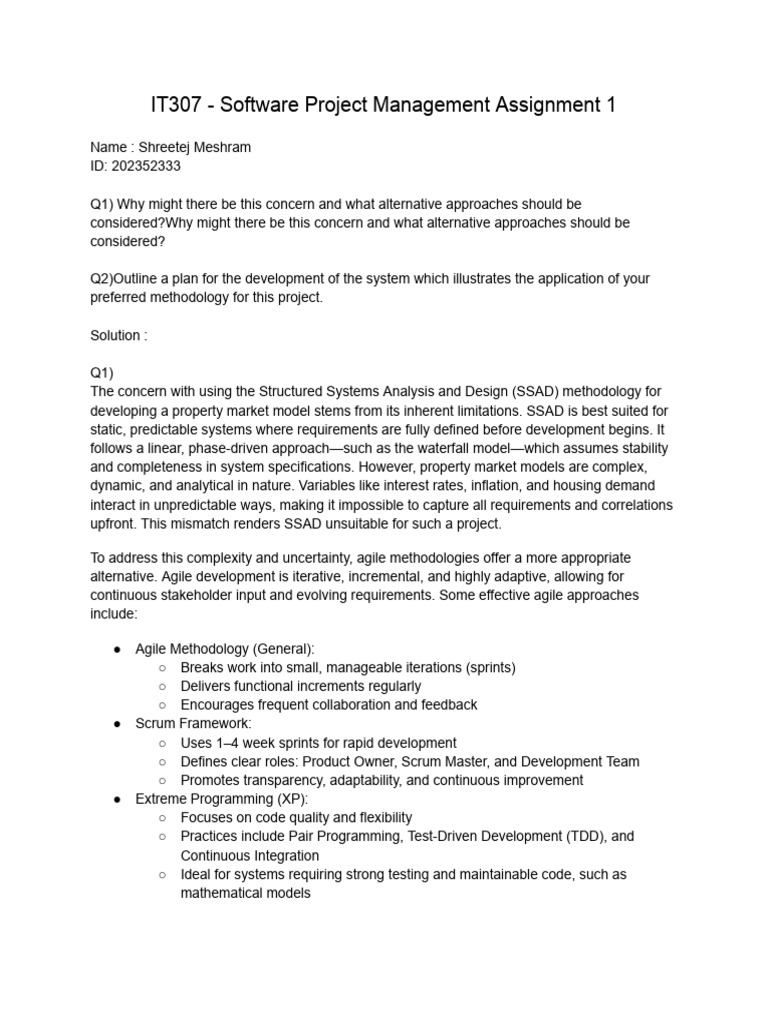 IT307 - Software Project Management Assignment 1 | PDF | Scrum (Software Development) | Agile ...