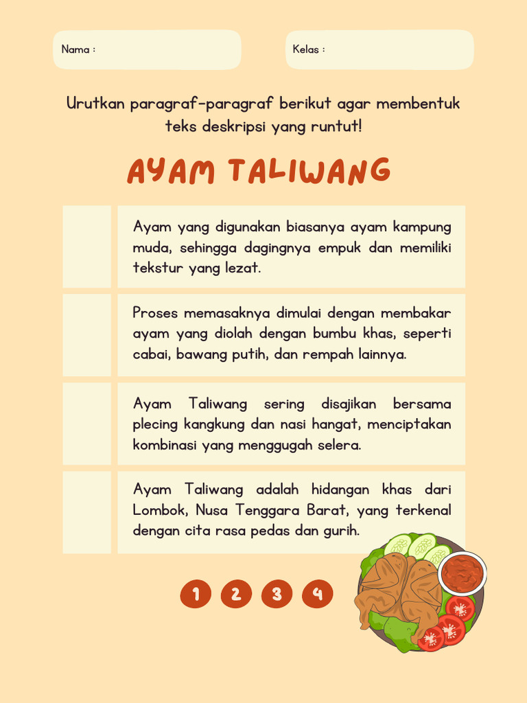 Lembar Kerja Digital Teks Deskripsi Krem Ilustratif | PDF