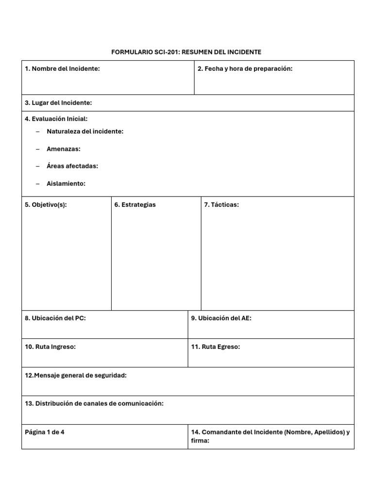 Formulario SCI-201 | PDF
