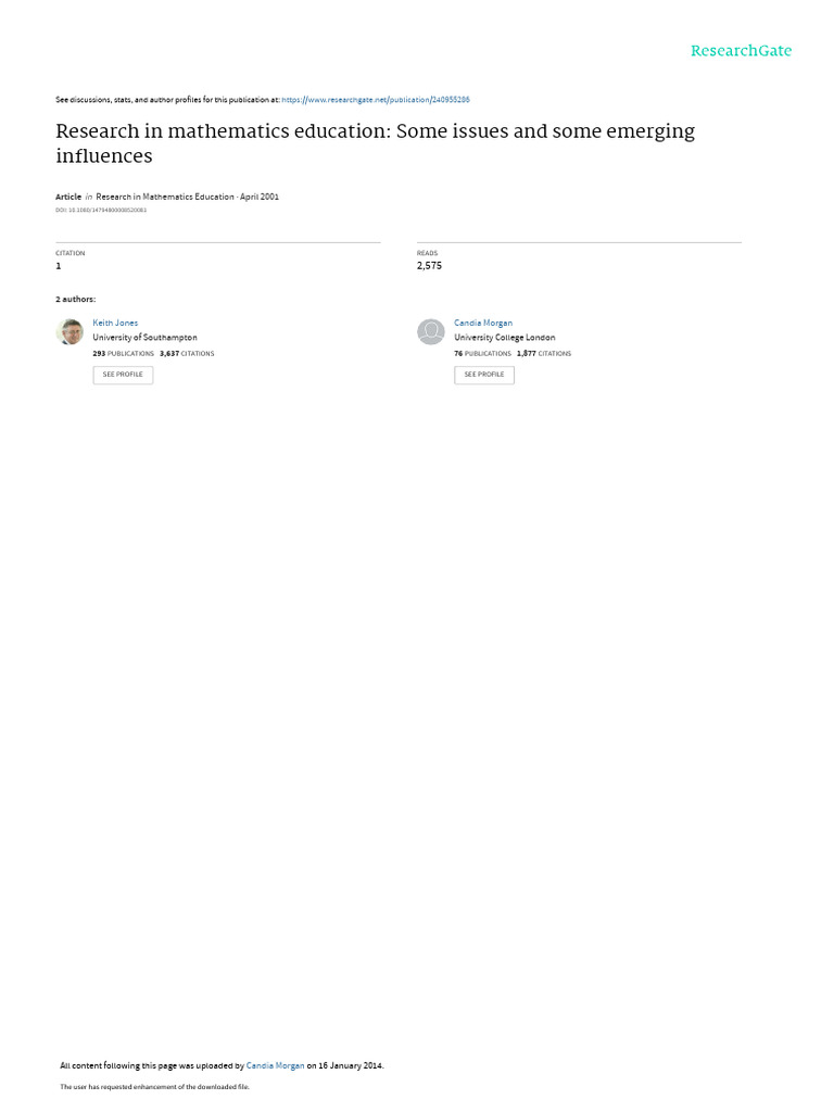 Research in Mathematics Education Some Issues and | PDF | Theory ...
