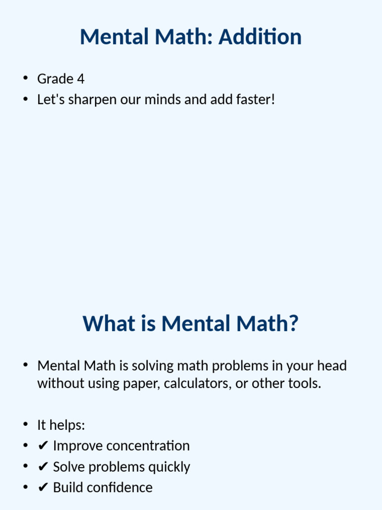 Mastering Mental Addition for Grade 4 | PDF