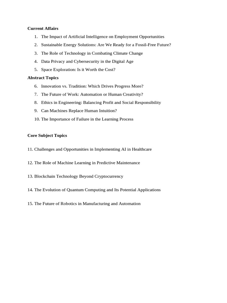 GD Topics Semester 5 | PDF