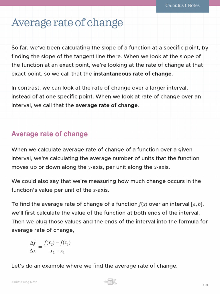 05 Average Rate of Change | PDF | Derivative | Slope