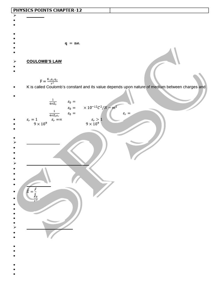 Physics Points Chapter 12 | PDF | Electron | Force