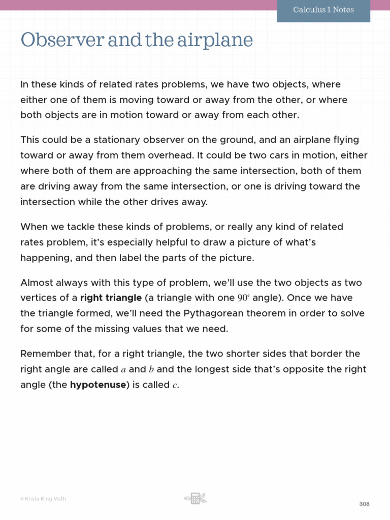 Related Rates: Observer and Airplane Example | PDF | Trigonometry | Euclid