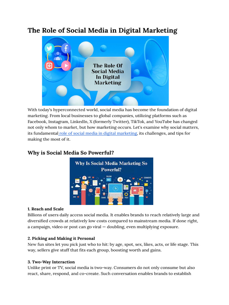 The Role of Social Media in Digital Marketing | PDF | Popular Culture ...