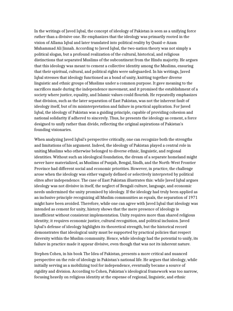 Ideology of Pakistan Assignment | PDF | Two Nation Theory | Pakistan
